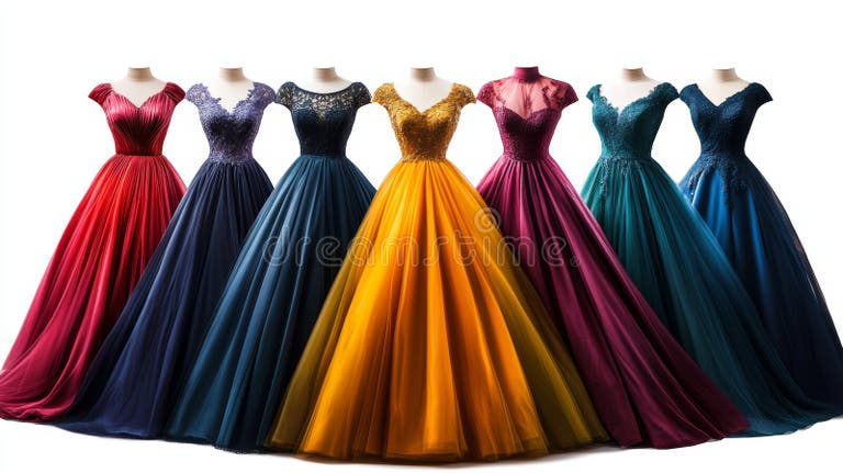 The Vibrant Collection is Comprised of Formal Dresses Posed on a White ...