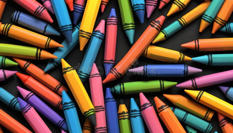 A Vibrant Collection of Crayons Arranged Playfully on a Black ...