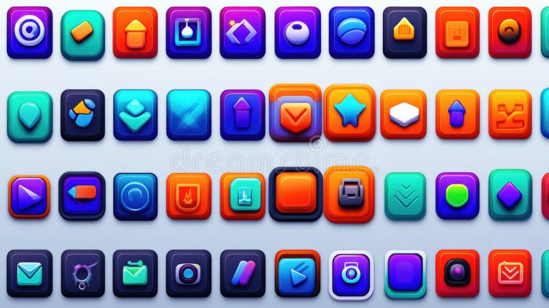AI-Generated Game UI Icons stock illustration. Illustration of playful ...