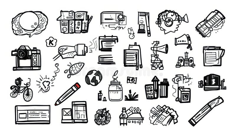 AI Doodle Collection stock illustration. Illustration of drawn - 373890655