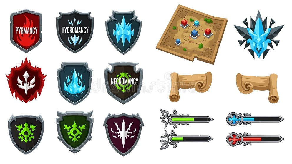 Stylized Fantasy Game Assets Shields Stock Illustrations – 16 Stylized ...