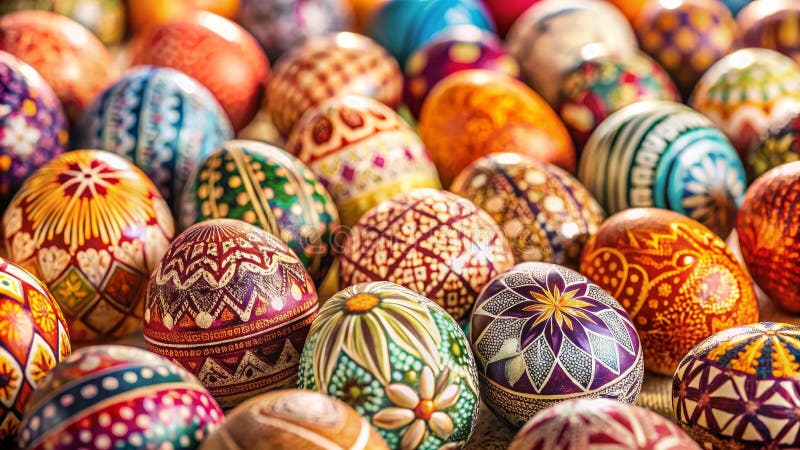 A Vibrant Collection of Intricately Decorated Eggs, Showcasing a ...