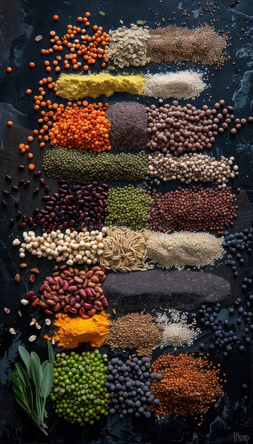 Vibrant Collection of Legumes and Grains Showcasing Diverse Plant Based ...