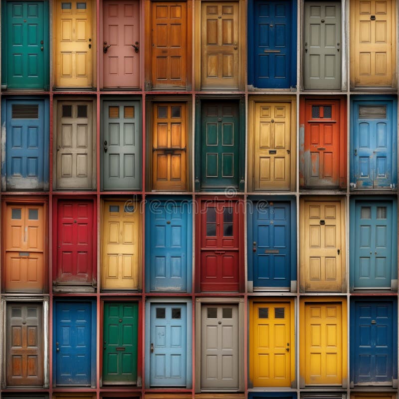 Vibrant Collection of Multi-colored Doors Lined Up in Rows Creating a ...