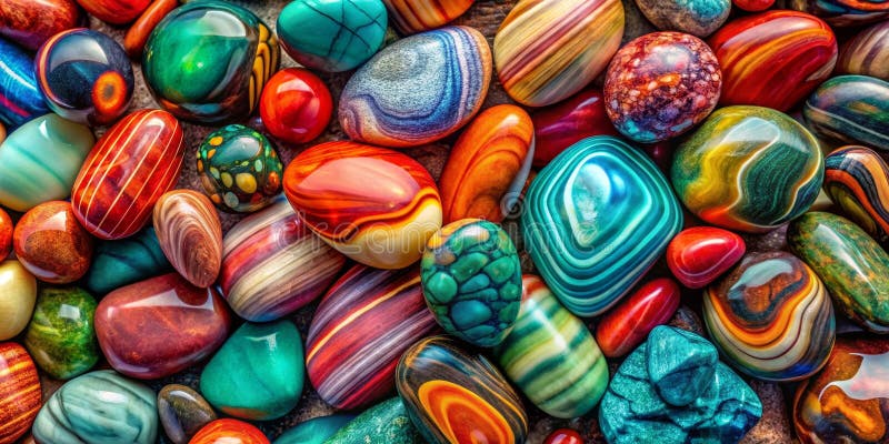 A Vibrant Collection of Multicolored Polished Stones with Swirling ...