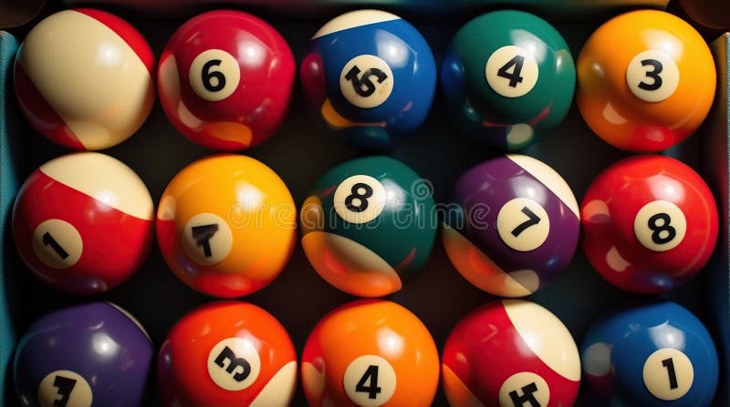 Top View of Colorful Numbered Pool Balls Arranged Neatly Stock ...