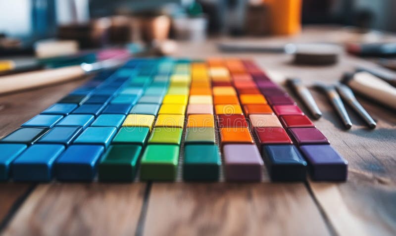 A Vibrant Collection of Paint Swatches Arranged in a Rainbow Gradient ...