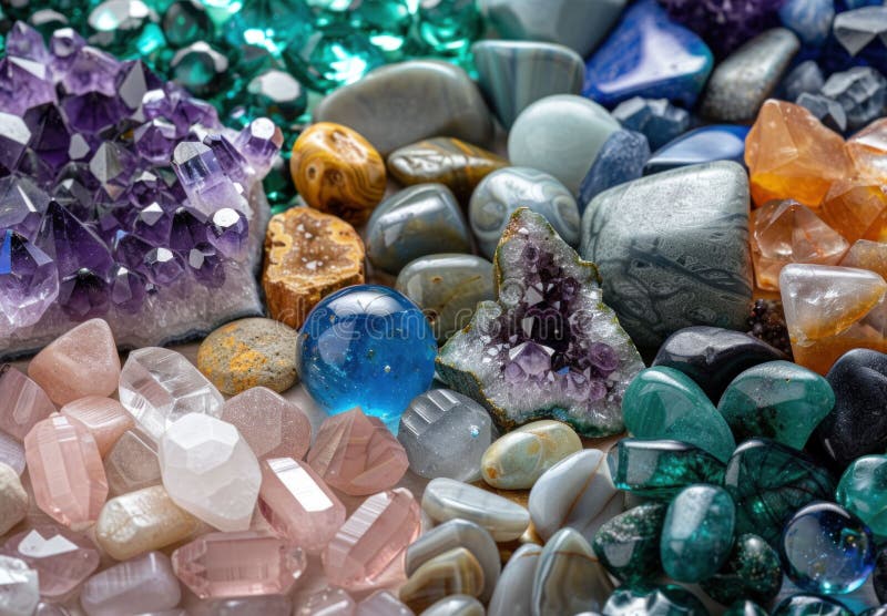 A Colorful Arrangement of Various Gemstones and Crystals in Different ...