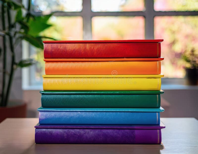 Vibrant Collection Rainbow Colored Books Stock Photos - Free & Royalty ...