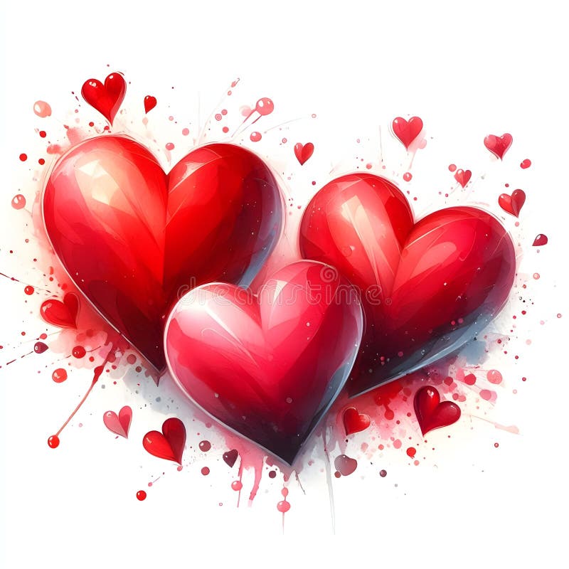 Vibrant Collection of Red Hearts and Floral Elements in a Romantic ...