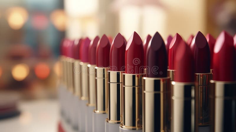 A Vibrant Collection of Red Lipsticks on a Table Stock Illustration ...