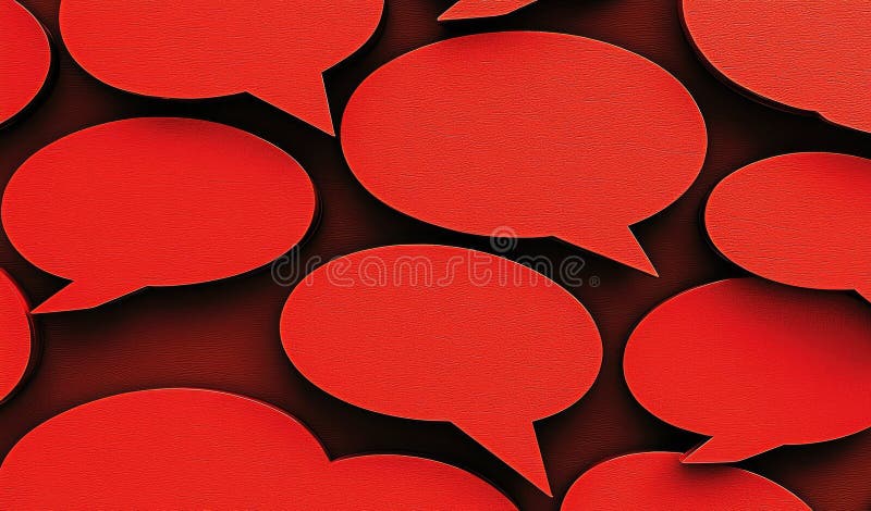 A Vibrant Collection of Red Speech Bubbles Against a Dark Background ...
