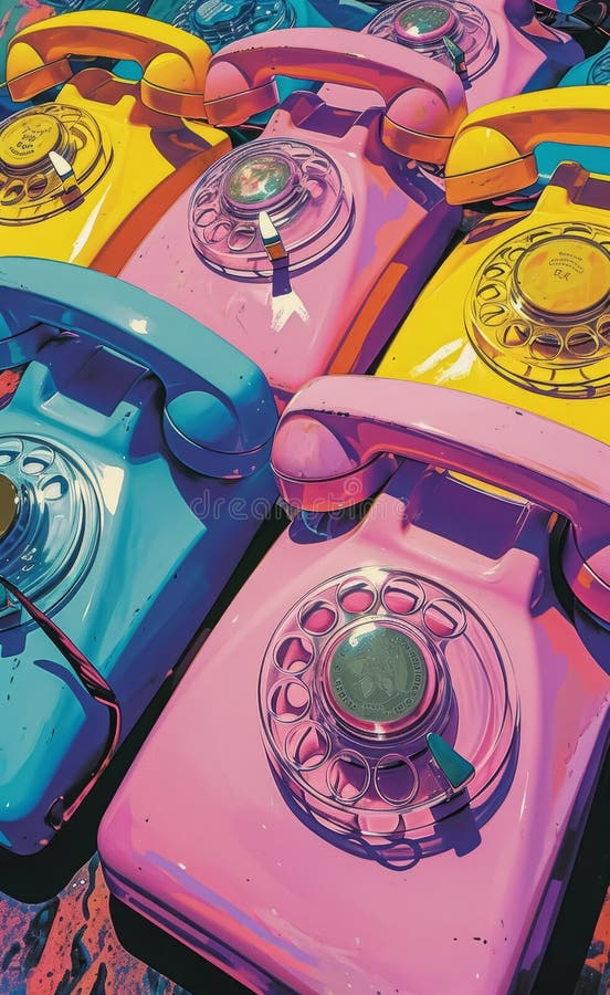 A Vibrant Collection of Retro Rotary Dial Telephones Stock Illustration ...