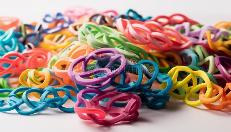 A Vibrant Collection of Rubber Bands in Various Colors and Shapes ...