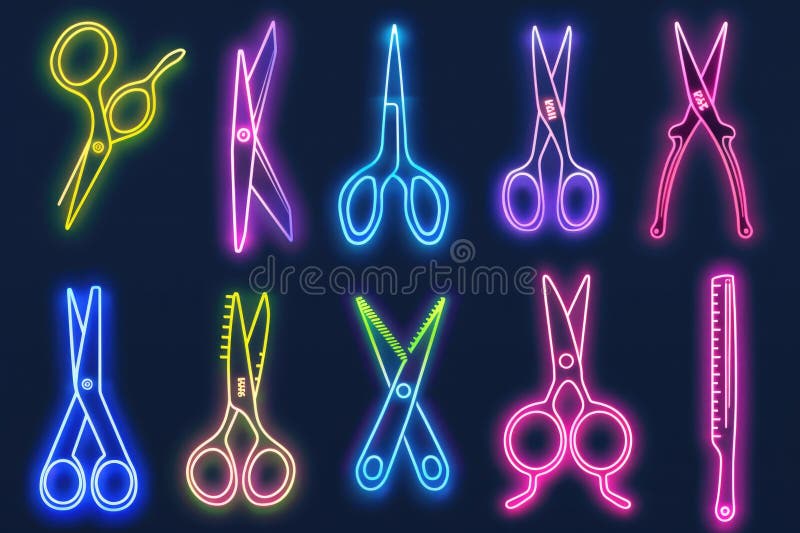 Vibrant Collection of Scissors and Combs, Perfect for Hair Salon ...