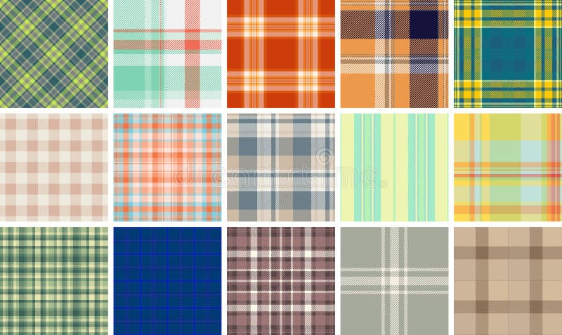 Vibrant Collection of 16 Seamless Plaid Patterns. Perfect for Textile ...