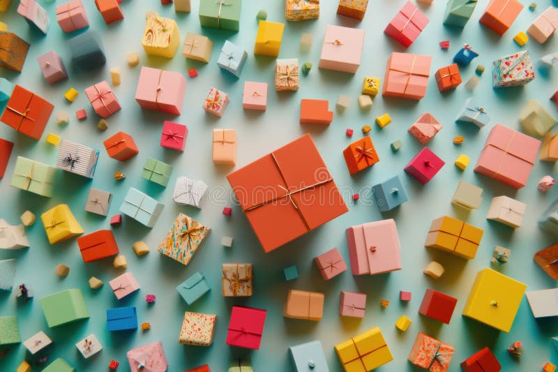A Vibrant Collection of Small Gift Boxes in Various Sizes with Bright ...