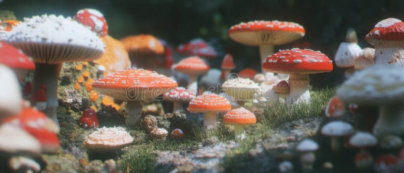 Vibrant Collection of Smooth Mushroom Caps in Various Colors on Forest ...