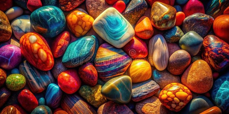 Vibrant Collection of Smooth, Polished Stones with Rich Colors and ...