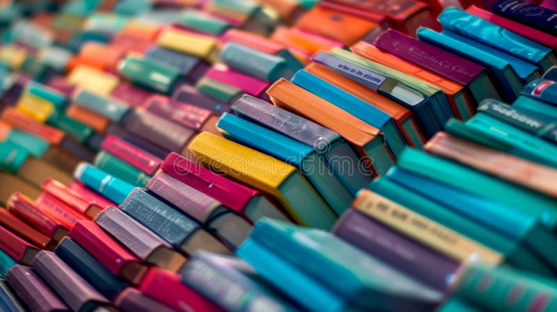 A Vibrant Collection of Stacked Books in Various Colors and Sizes. this ...