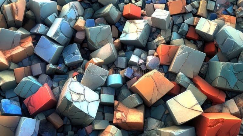 A Vibrant Collection of Textured Cubes in Various Colors and Sizes ...