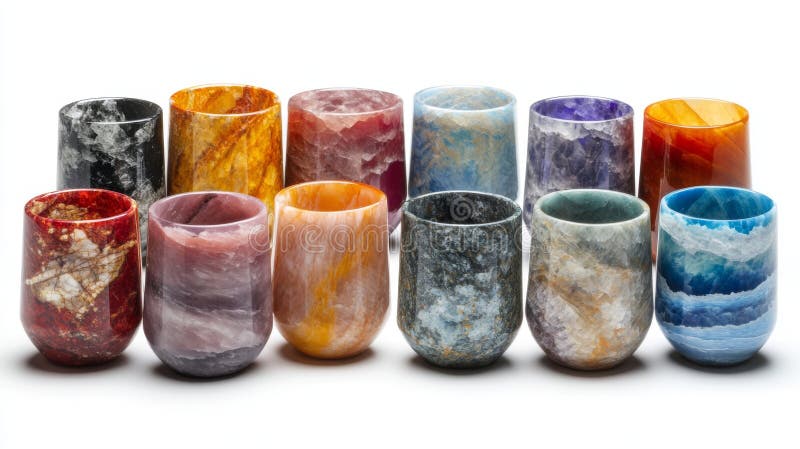 A Vibrant Collection of Uniquely Crafted Marble Cups Displays an Array ...