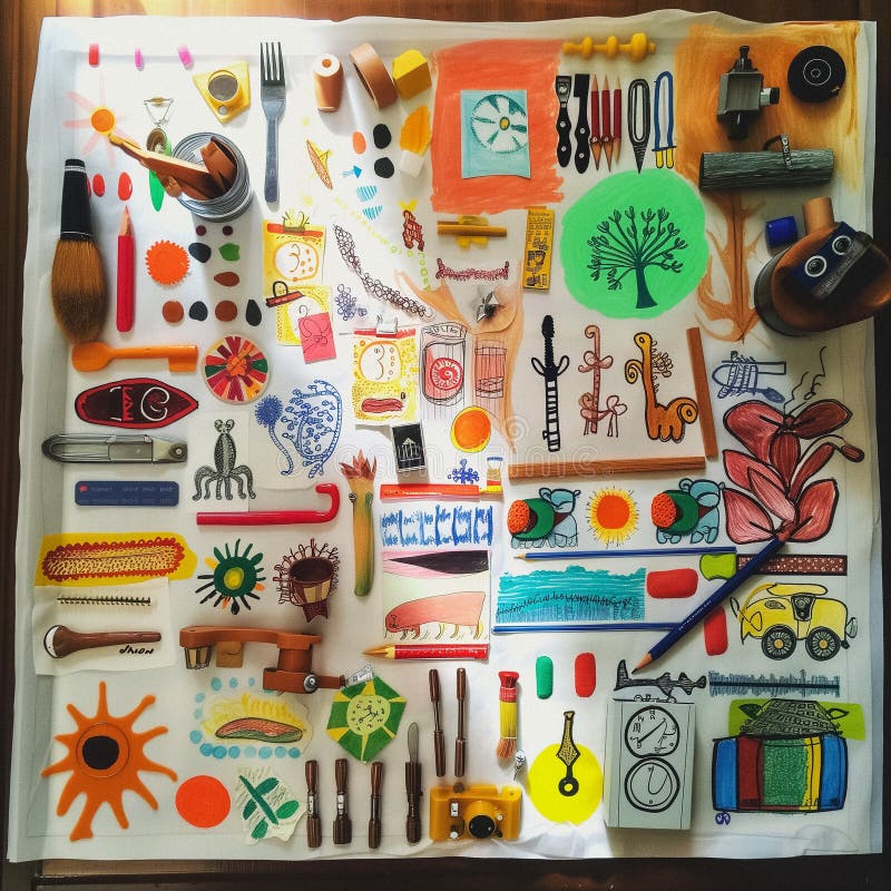 A Symphony of Objects Dancing on a Blank Canvas. Generative AI Stock ...