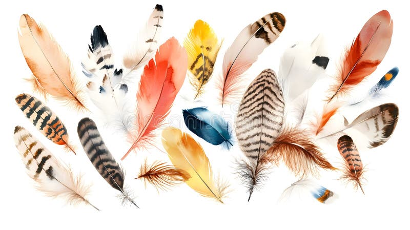Vibrant Collection of Watercolor Feathers in Soft Earth Tones ...