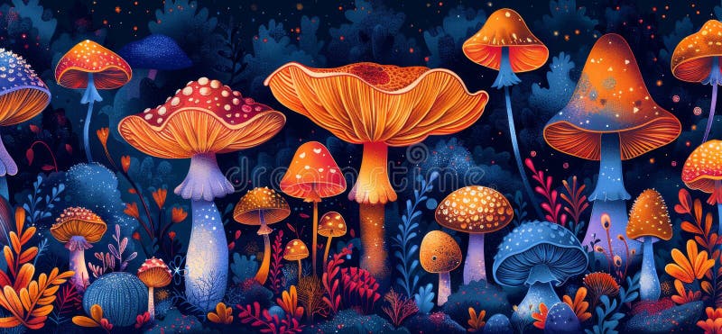 Whimsical Mushroom Pattern, a Vibrant Collection of Whimsical Mushroom ...