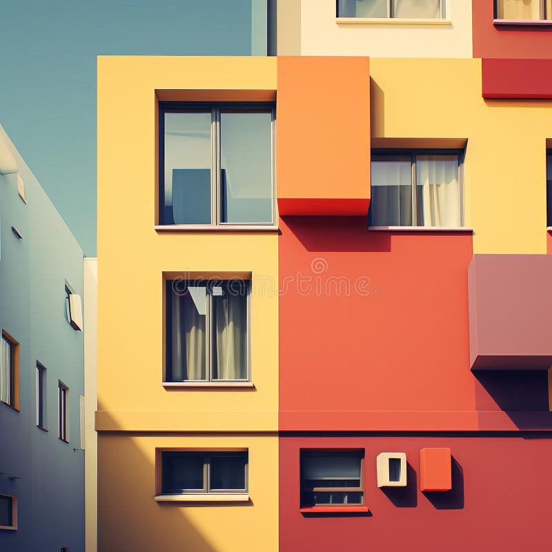 Vibrant Color Block Architecture with Modern Aesthetic Design Stock ...