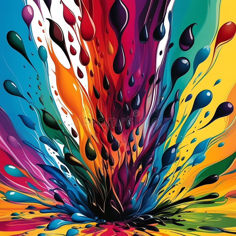 Vibrant Color Explosion Abstract Paint Drips Stock Illustration ...