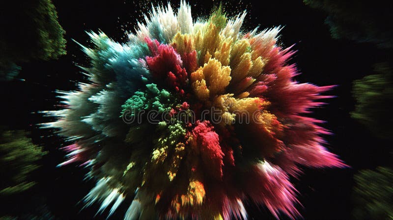 Vibrant Color Explosion on Black Stock Illustration - Illustration of ...