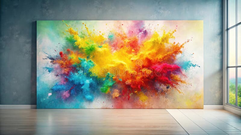 Vibrant Color Explosion Canvas Art in Modern Interior Room Setting ...