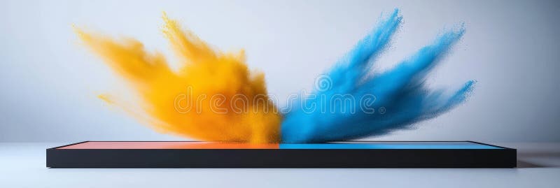 Vibrant Color Explosion on Display Two Vibrant Clouds of Yellow and ...