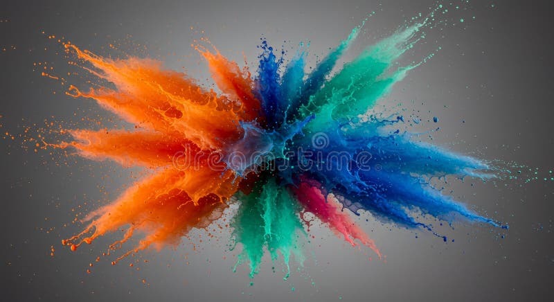 Vibrant Color Explosion on Gray Background Showcasing Dynamic Energy ...