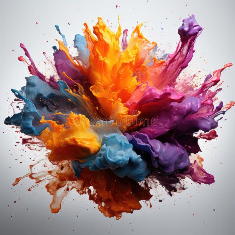 Vibrant Color Explosion in Isolated on White Background Stock Photo ...