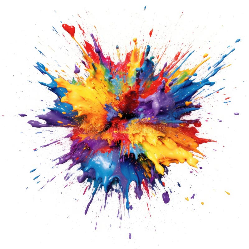 Vibrant Color Explosion in Isolated on White Background Stock ...