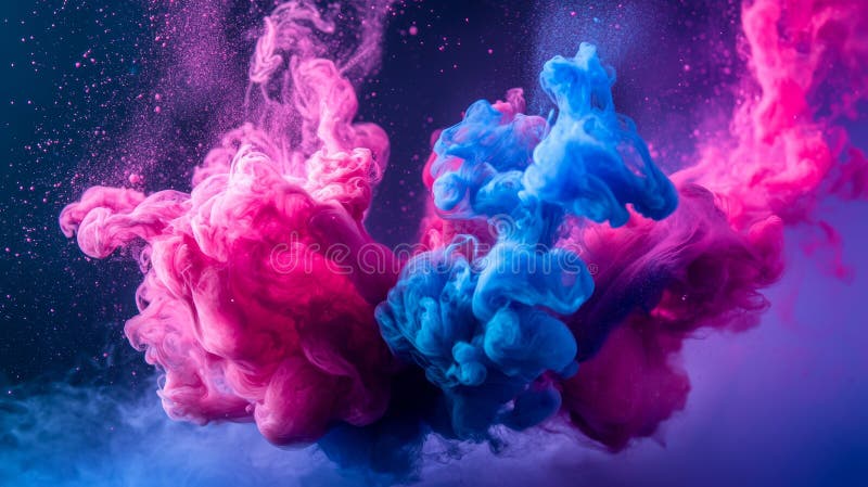 Vibrant Color Explosion with Pink and Blue Ink Clouds Stock Photo ...