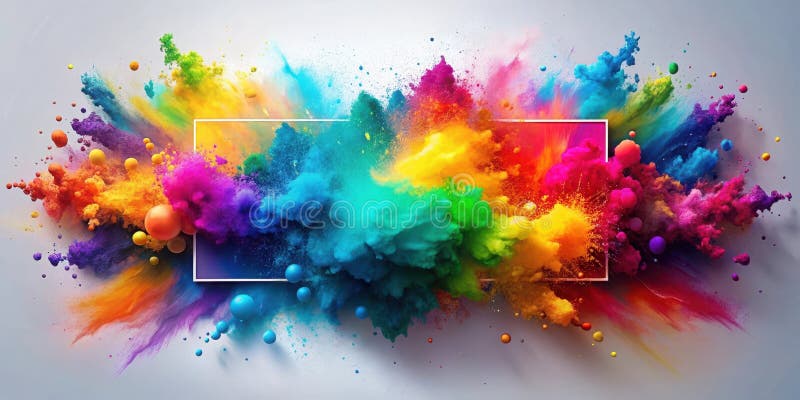 Vibrant Color Explosion with Rectangular Frame Abstract Art Design ...
