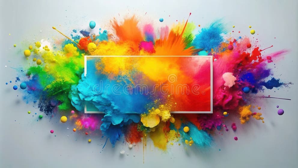 Vibrant Color Explosion with Rectangular Frame for Design and ...