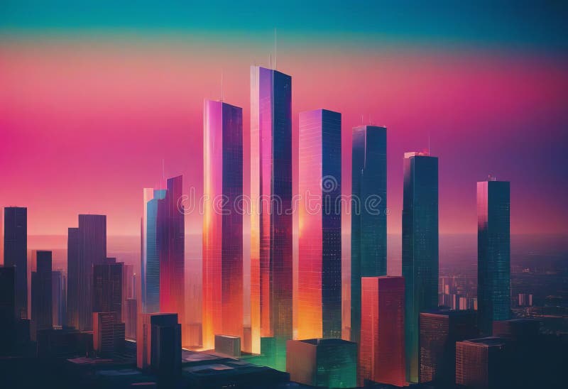 Vibrant Color Gradient Abstract Architecture Stock Illustration ...