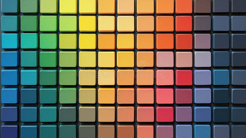 Vibrant Color Gradient Display with Square Tiles in Various Hues Stock ...
