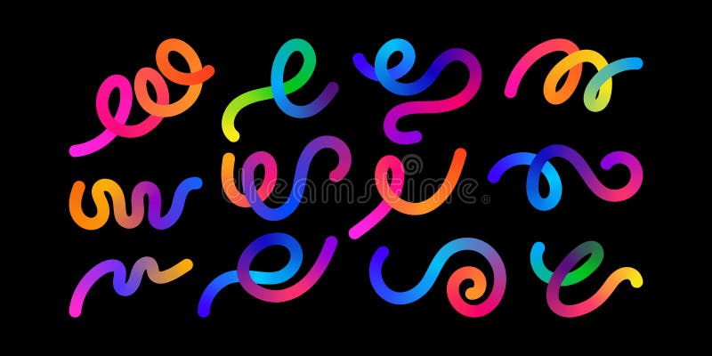 Vibrant Color Gradient Lines and Abstract 3D Shapes Featuring Wavy ...