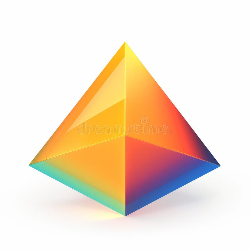 Vibrant Color Gradient Triangle with Luminous 3d Objects Stock ...