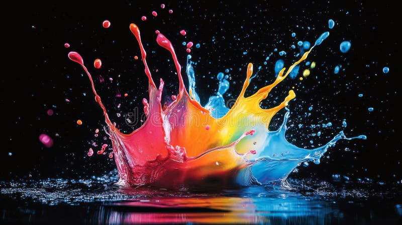 Vibrant Color Paint Splash Explosion on Black Background Stock ...