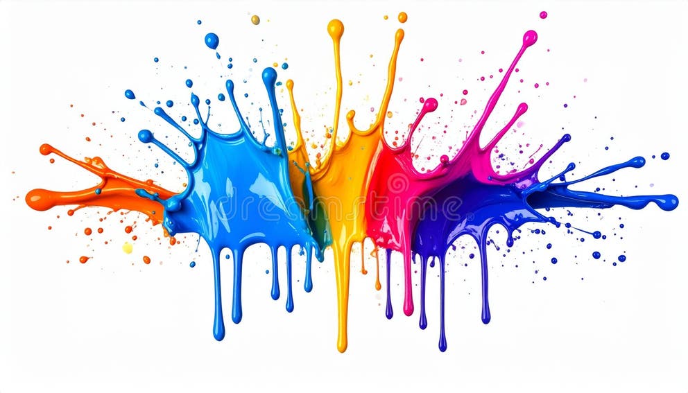 Vibrant Color Paint Splatter on White Background Stock Illustration ...