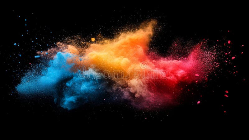 Vibrant Color Powder Explosion Against Black Background Stock ...