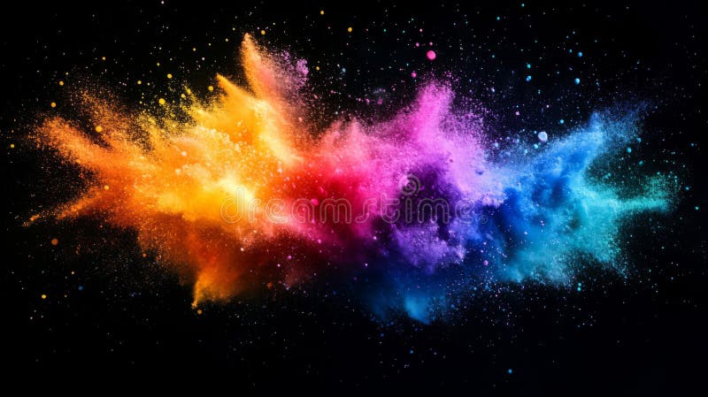 Vibrant Color Powder Explosion Against Black Background Stock ...