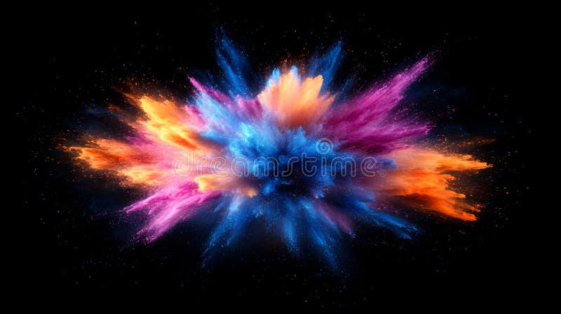 Vibrant Color Powder Explosion Against Black Background Stock ...