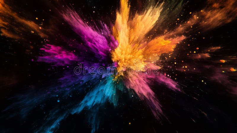 Vibrant Color Powder Explosion Against Black Background Stock ...
